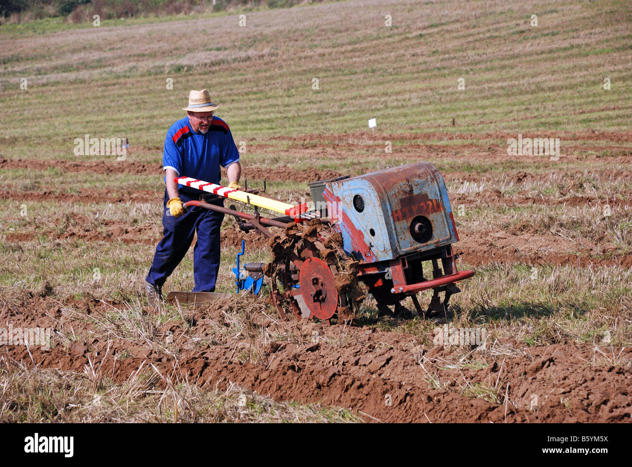 Vintage 2 wheel powered plough at Surrey County Ploughing Match Country ...