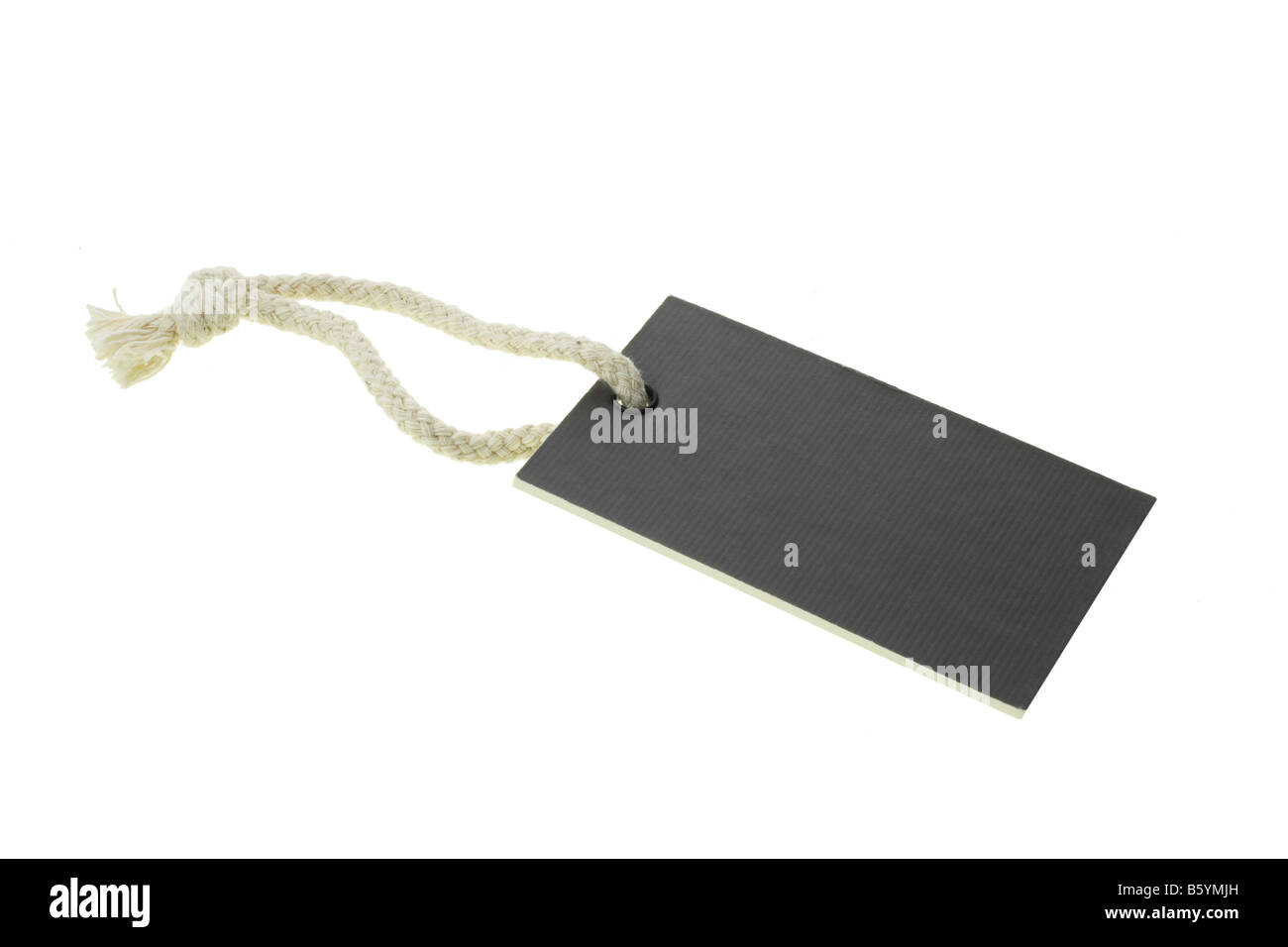 Black blank cardboard paper label with string on white background Stock ...
