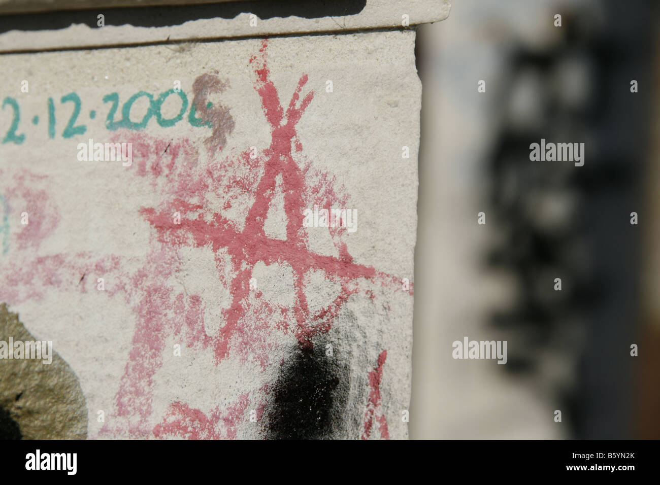 red anarchy symbol painted on wall outdoors in sun Stock Photo - Alamy