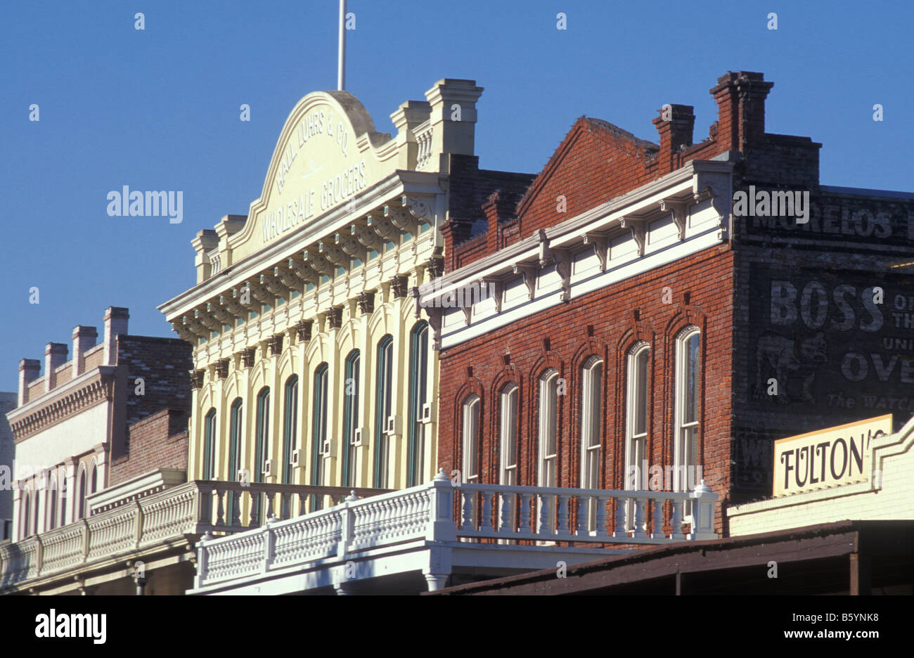 Row of Typical old Houses, Old Sacramento Quarter, Sacramento ...