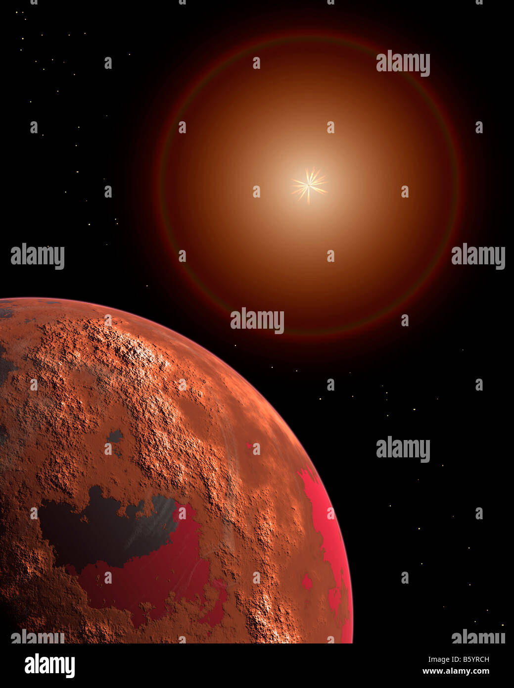 A Distant Red Planet orbiting Its Sun Stock Photo - Alamy