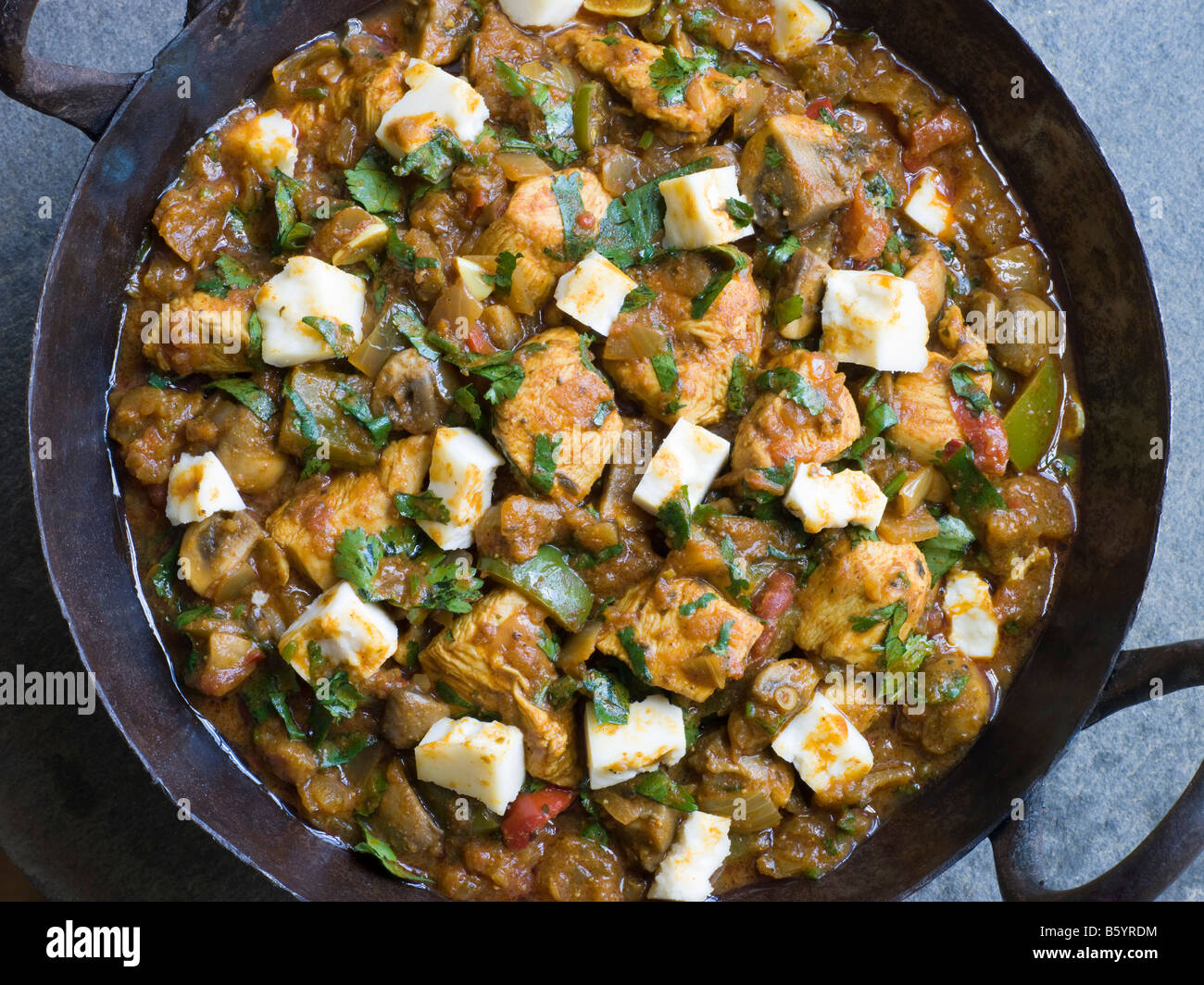 Chicken and Paneer Balti Stock Photo - Alamy