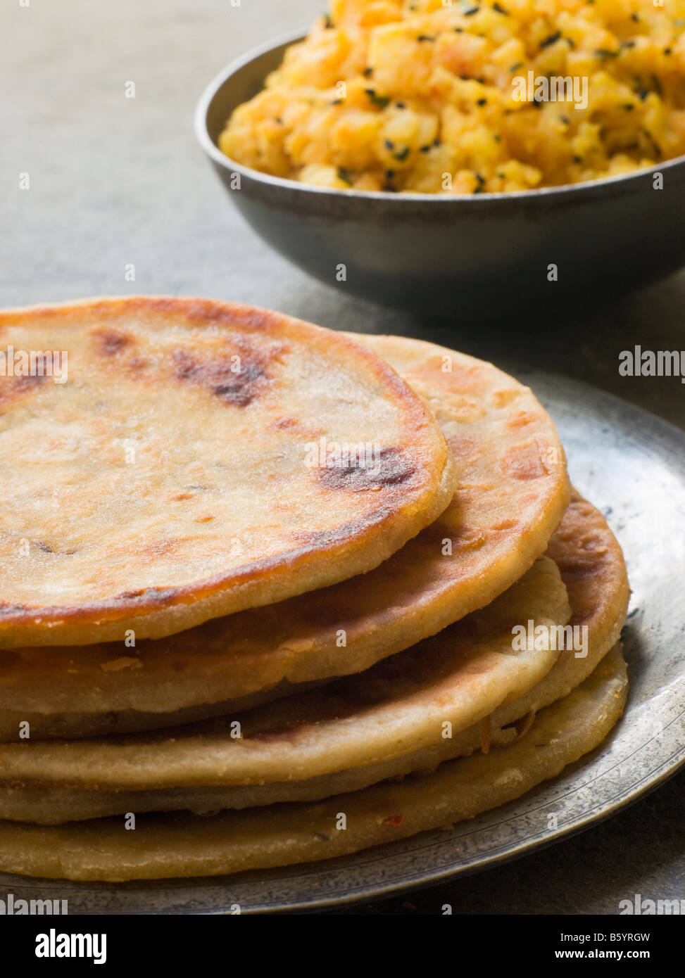 Aloo stuffed Parathas Stock Photo - Alamy