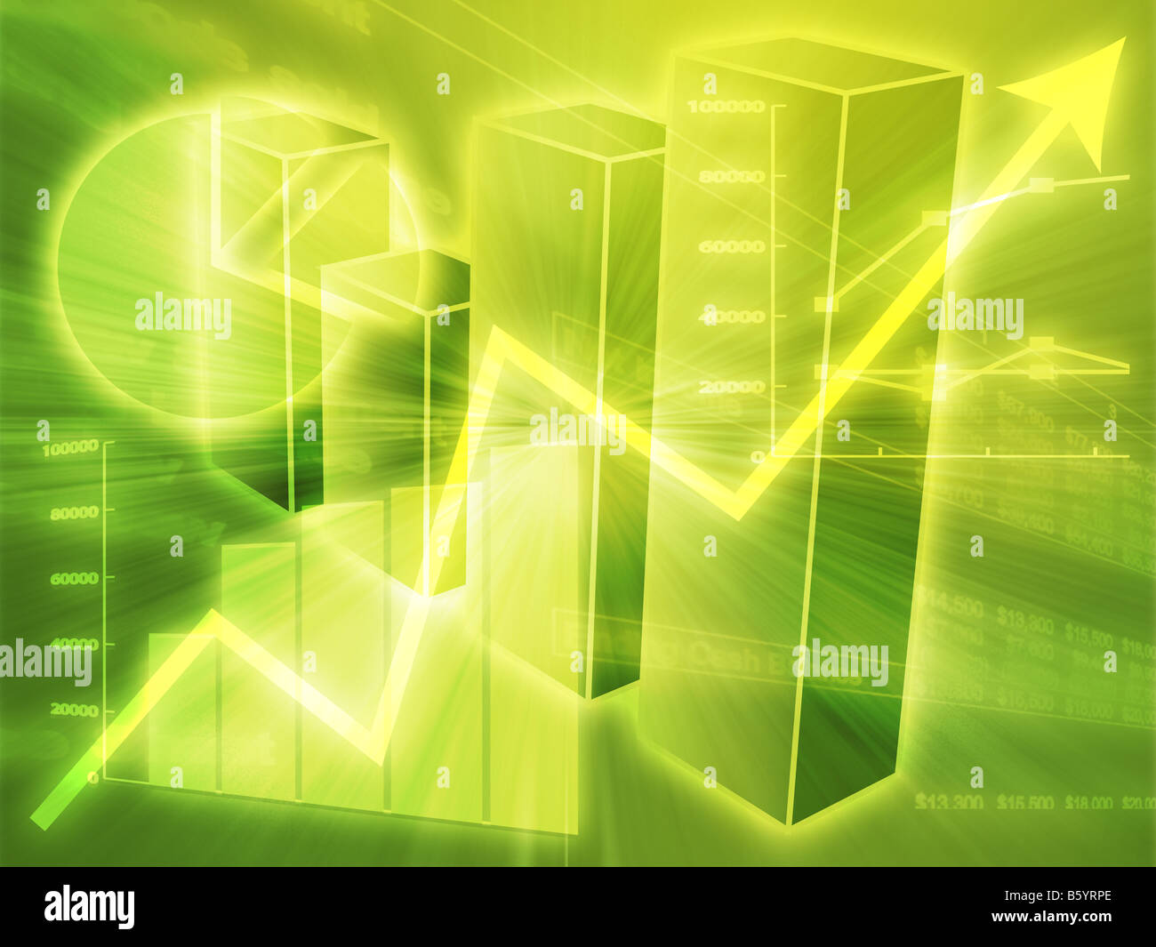 Illustration of Spreadsheet data and business charts in glowing ...