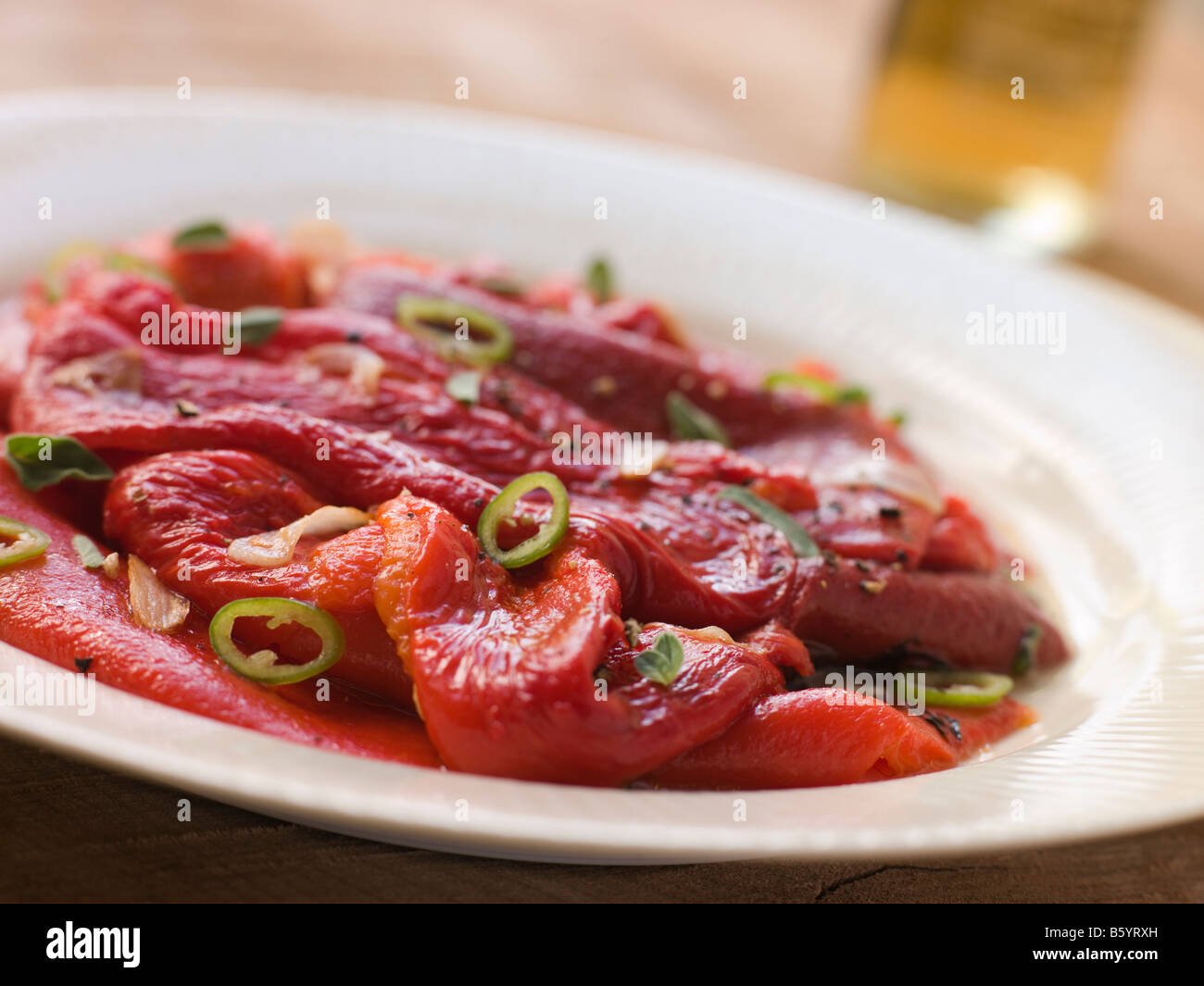 Marinated Roasted Capsicum with Garlic and Chili Stock Photo - Alamy
