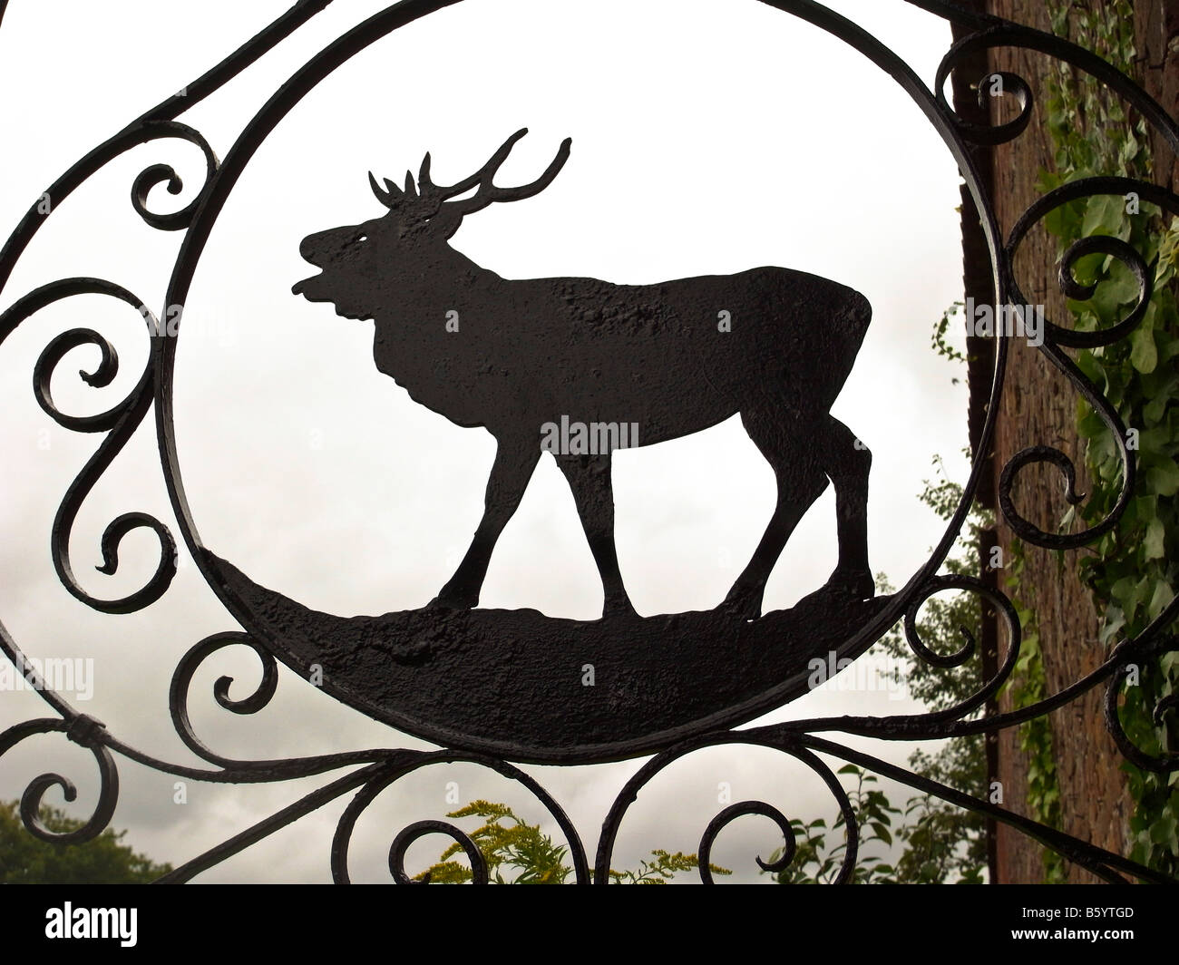 Stag feature in wrought iron decorative sign in Dunster Somerset ...