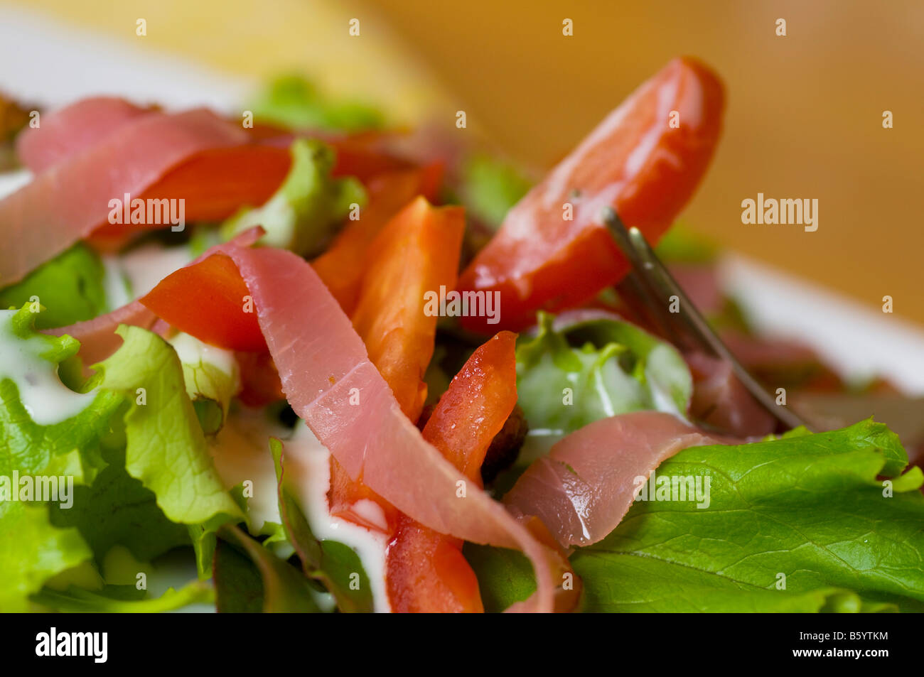 Salad with ham strips Stock Photo - Alamy