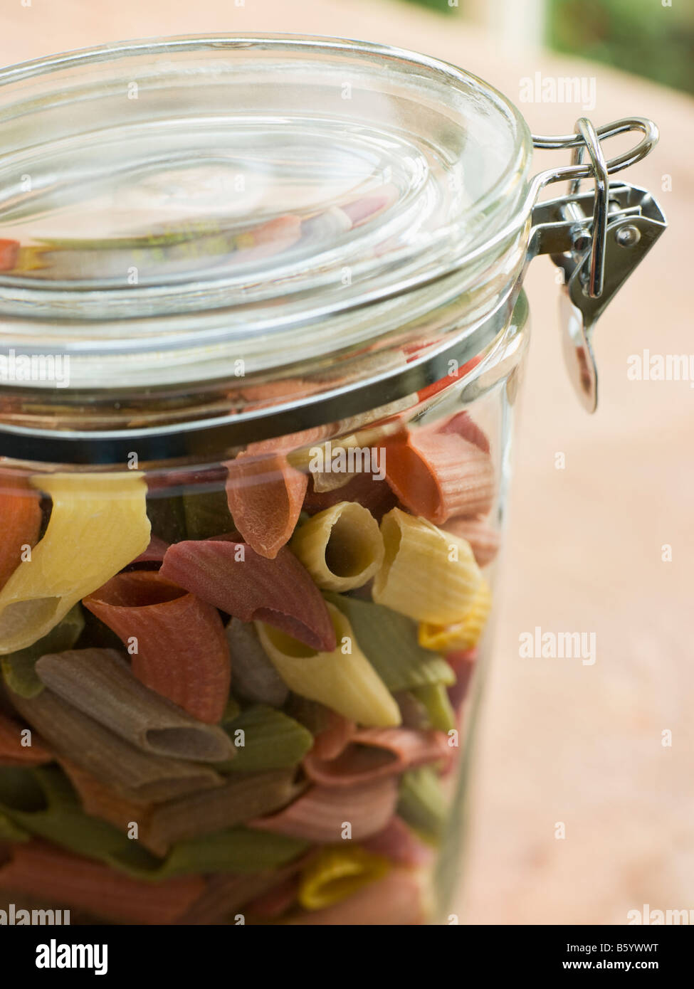 Jar Of Multi-Coloured Pasta Stock Photo - Alamy