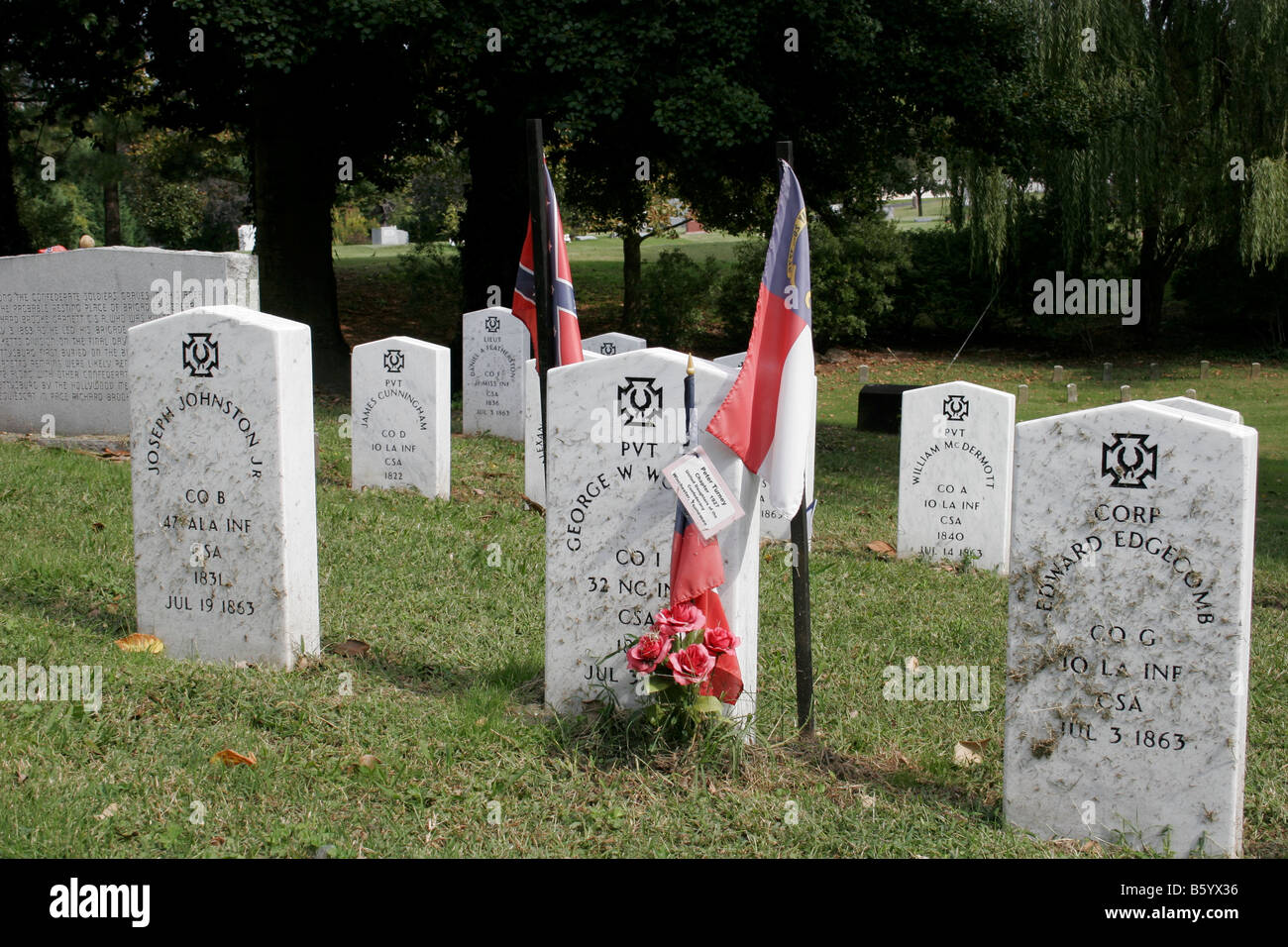 Confederate soldiers graves from the American civil war of 1861-1865 ...