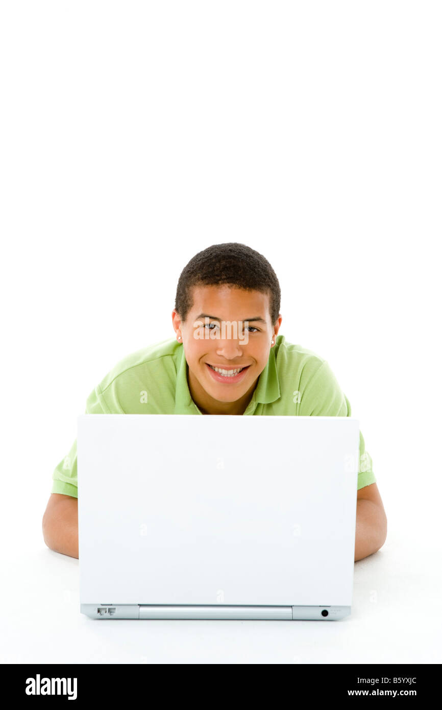 African teenage boy computer Cut Out Stock Images & Pictures - Alamy