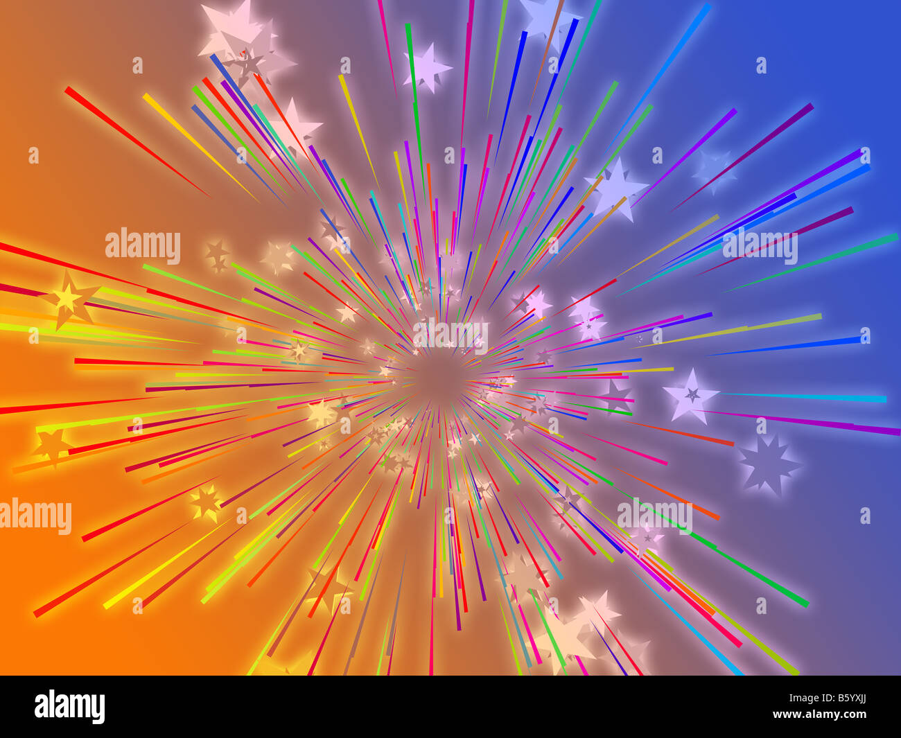 Central bursting explosion of dynamic flying stars abstract ...