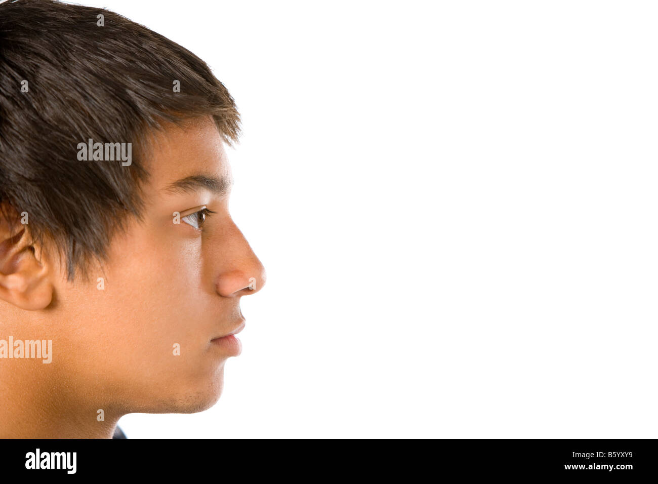 Side View Of Teenage Boy Stock Photo - Alamy