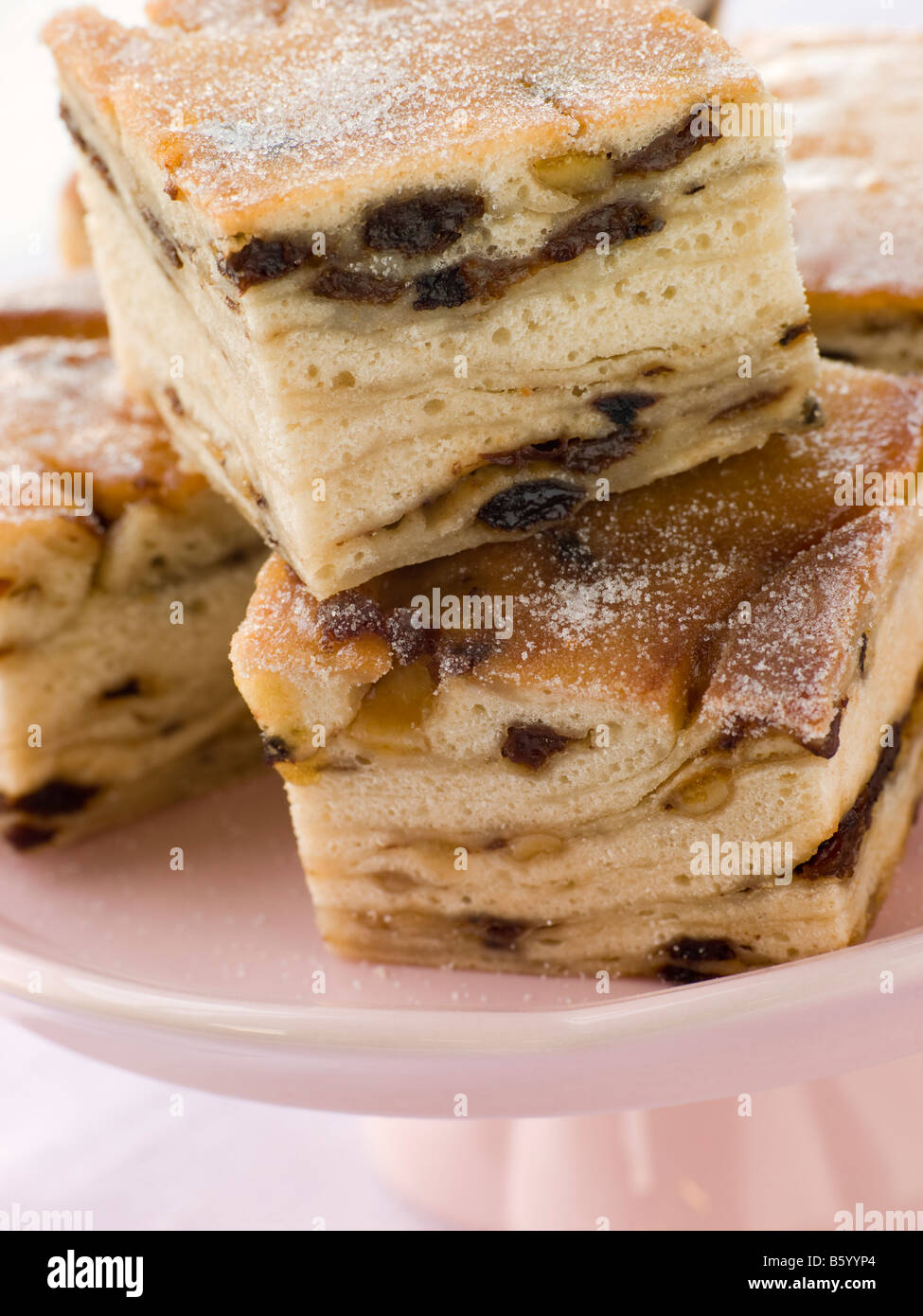 Plate of Lardy Cake Squares Stock Photo - Alamy