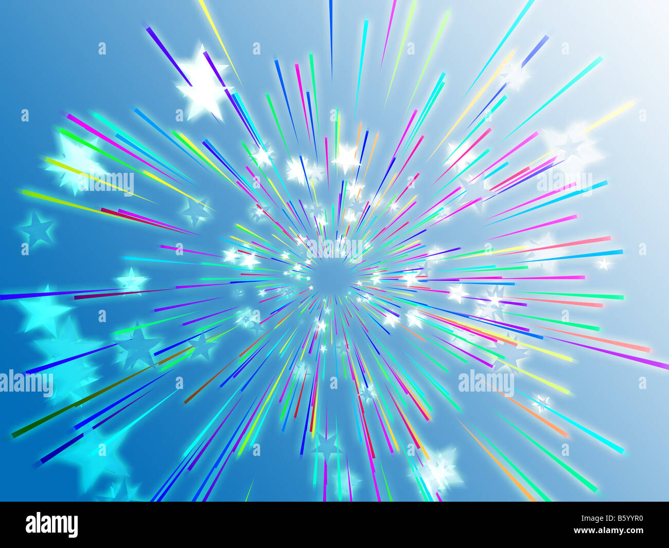 Central bursting explosion of dynamic flying stars abstract ...