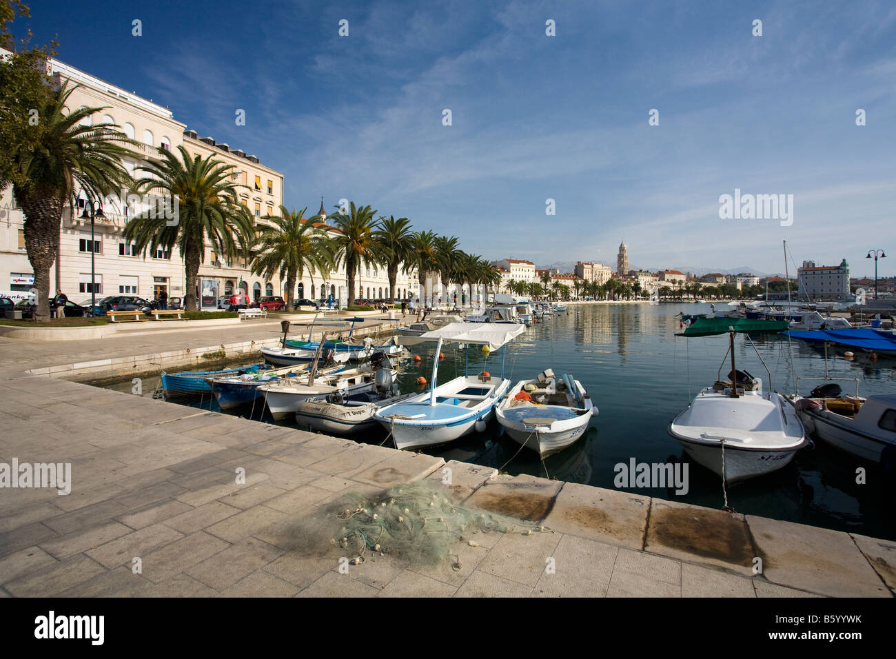 Harbour harbor and seafront promenade Old Town Split Dalmatia Croatia ...