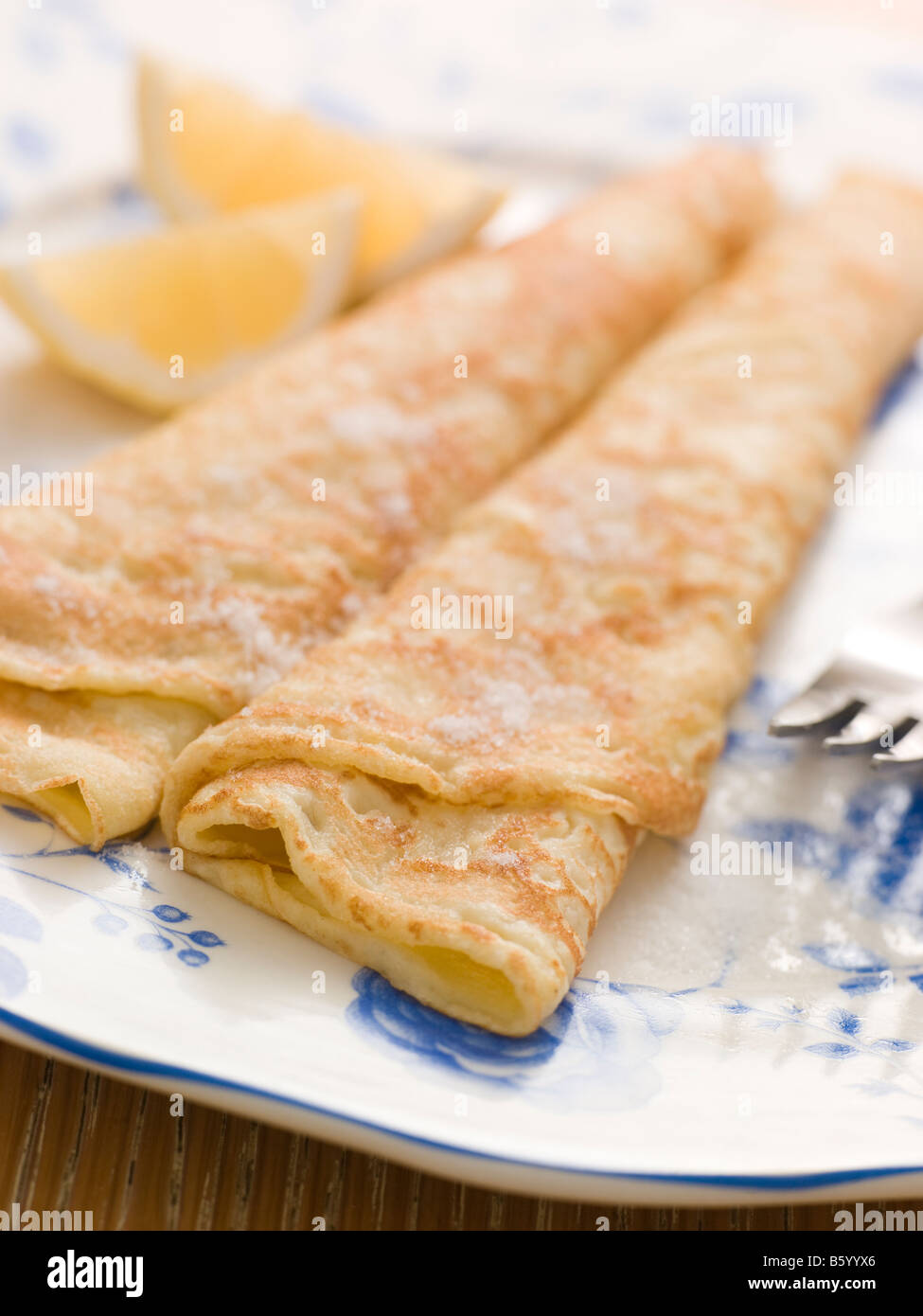 Plate of Folded Pancakes Lemon and Sugar Stock Photo - Alamy