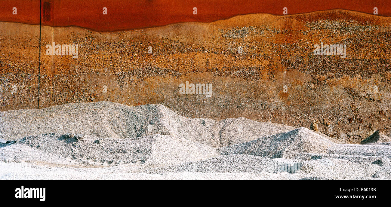 Empty stockyard of gravel in a harbour Kiesbunker im Dortmunder ...
