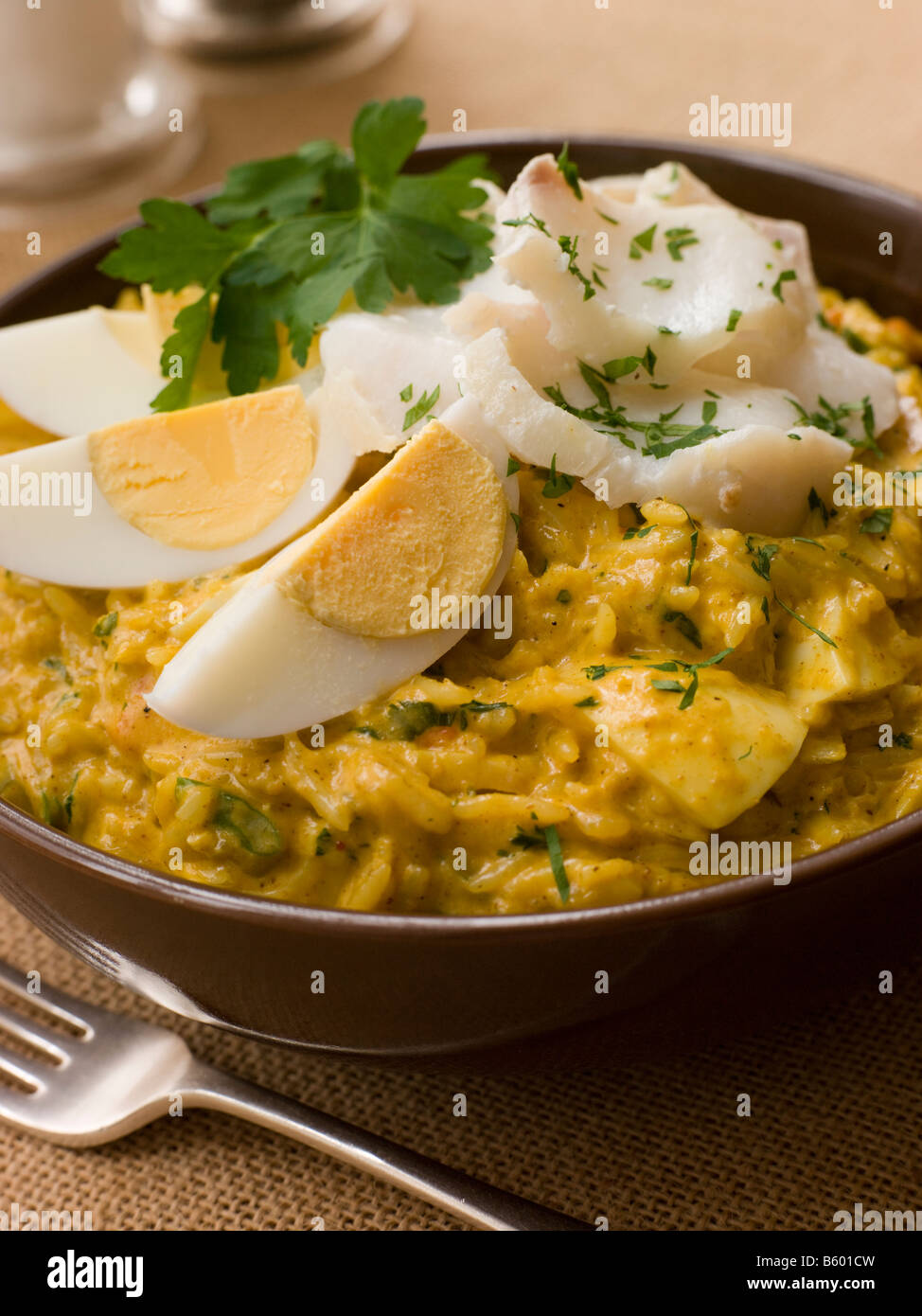 Bowl of Smoked Haddock Kedgeree Stock Photo - Alamy