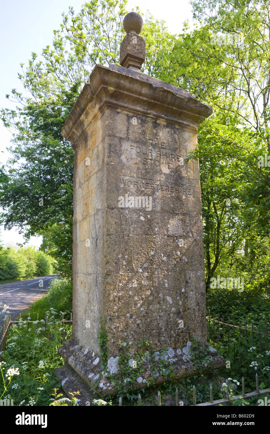 The Four Shire Stone, a Cotswold stone pillar near Moreton in Marsh ...