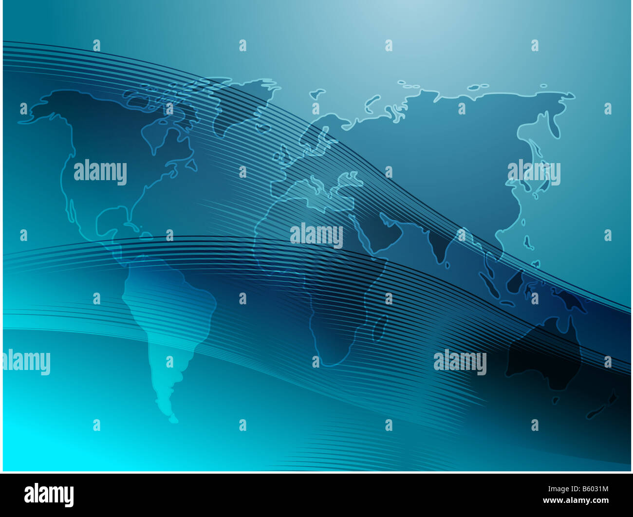 Map of the world illustration with wavy gradient curves Stock Photo - Alamy