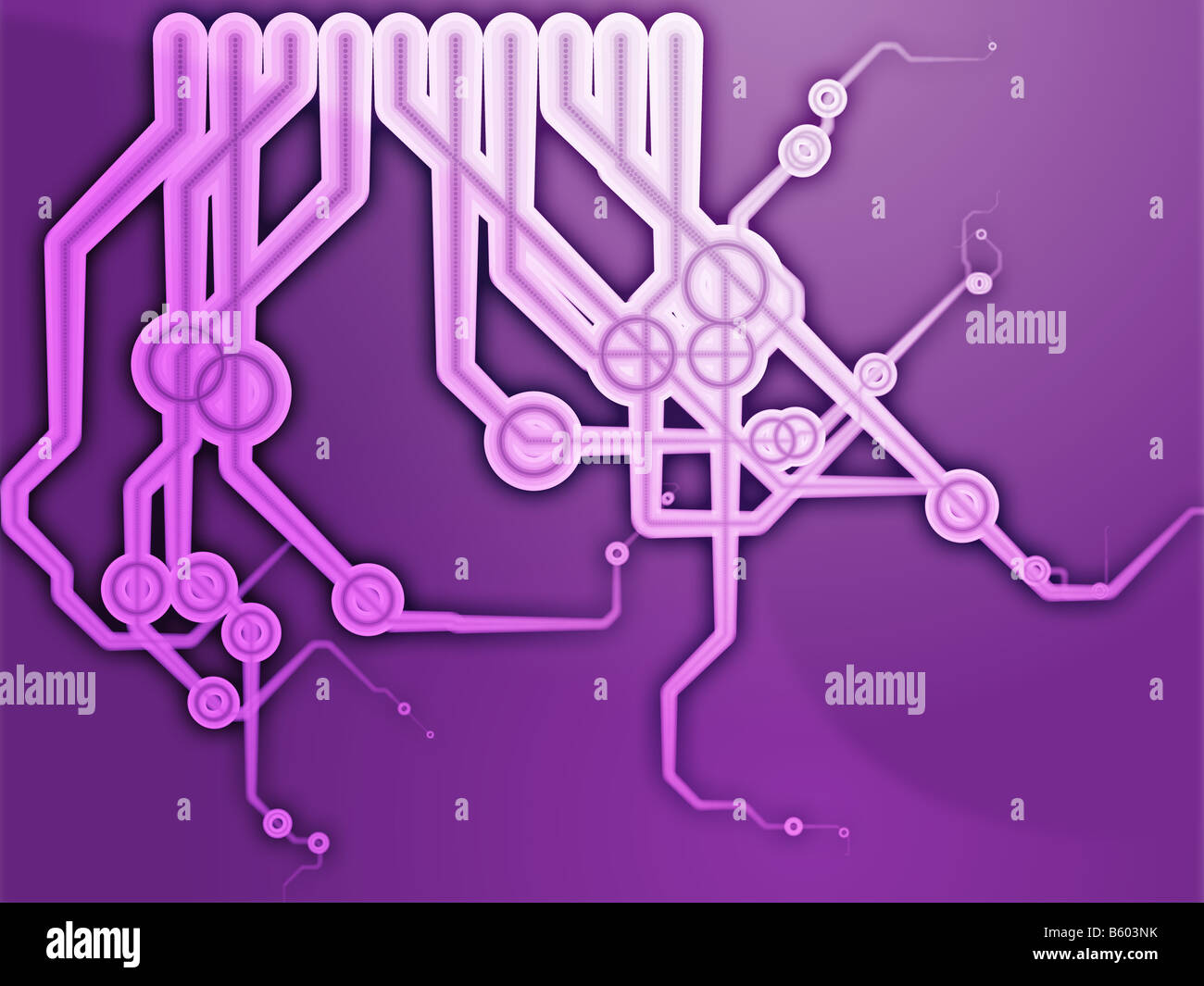 Abstract technical schematic diagram illustration with circuitry and ...