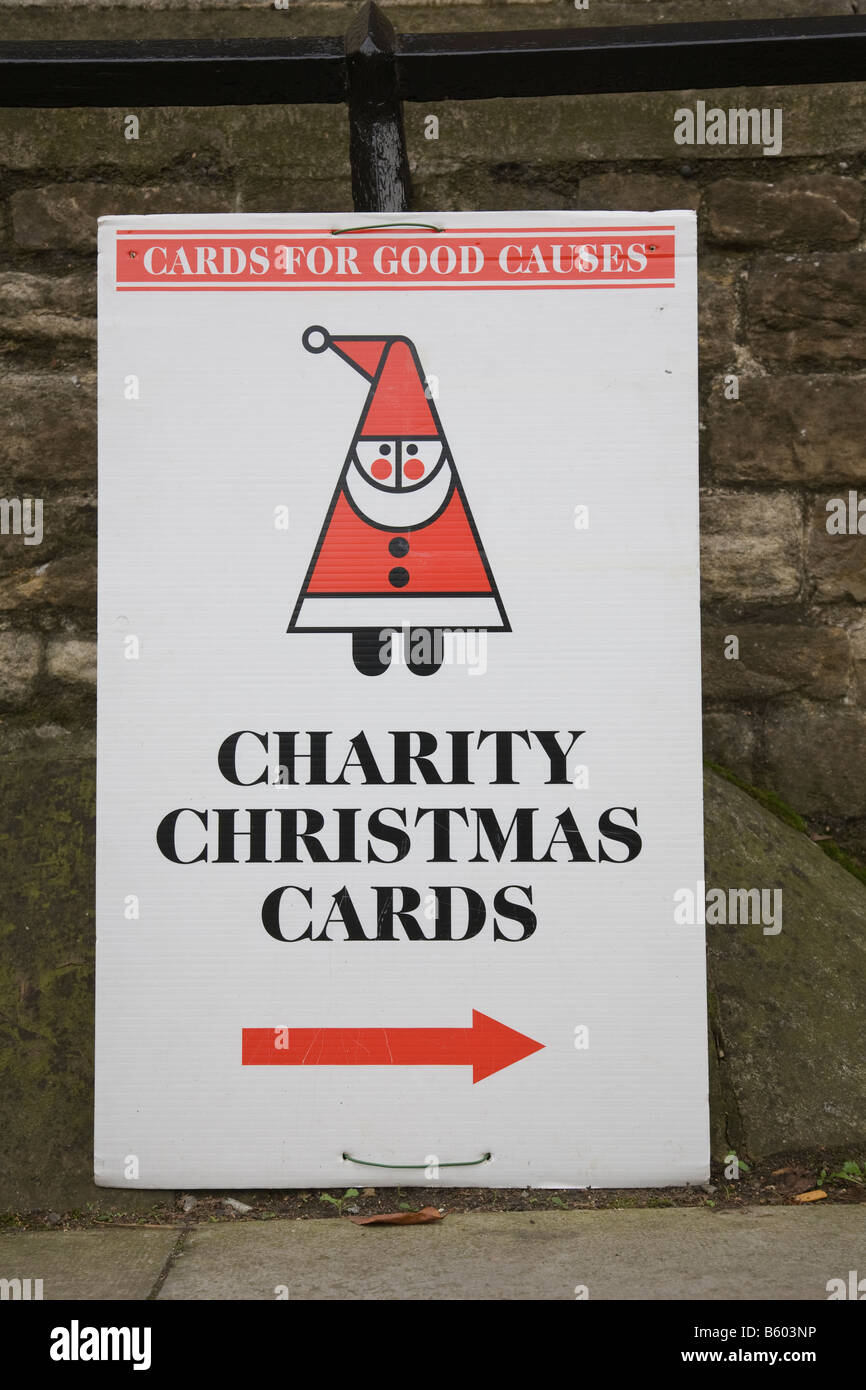 Placard advertising charity christmas cards, Guildford, Surrey, England ...