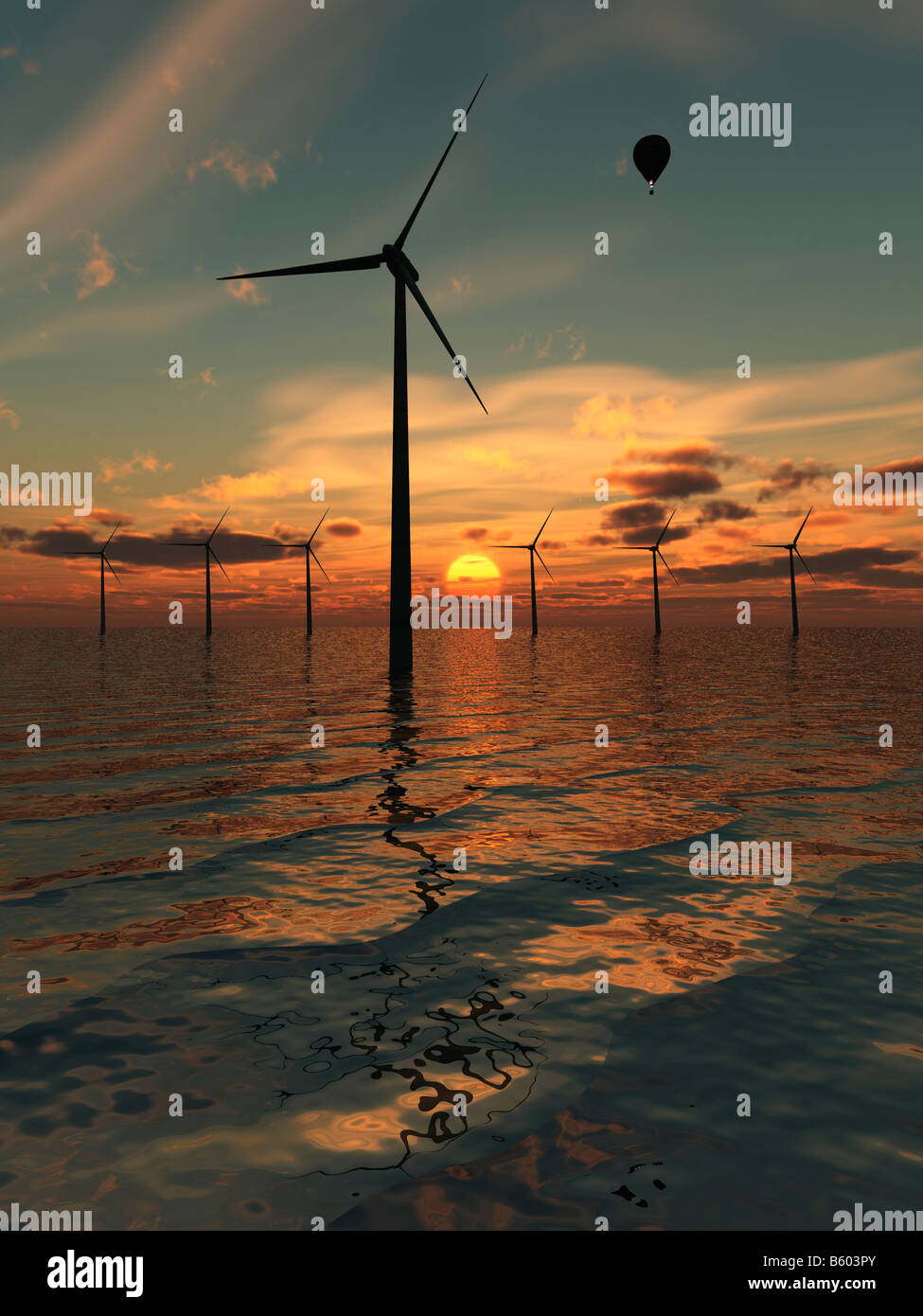 Wind Farm Out At Sea Stock Photo - Alamy