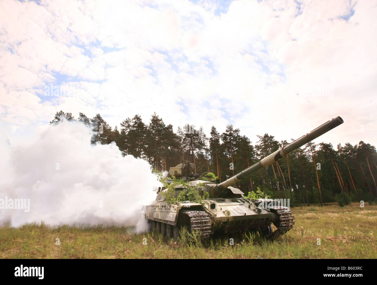 tank rides on the field Stock Photo - Alamy