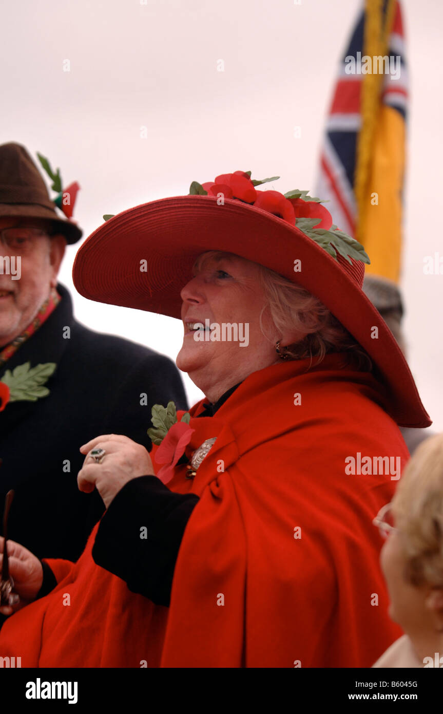 A LADY WEARING A POPPY DECORATED HAT AT THE LAUNCH OF THE 2007 POPPY ...