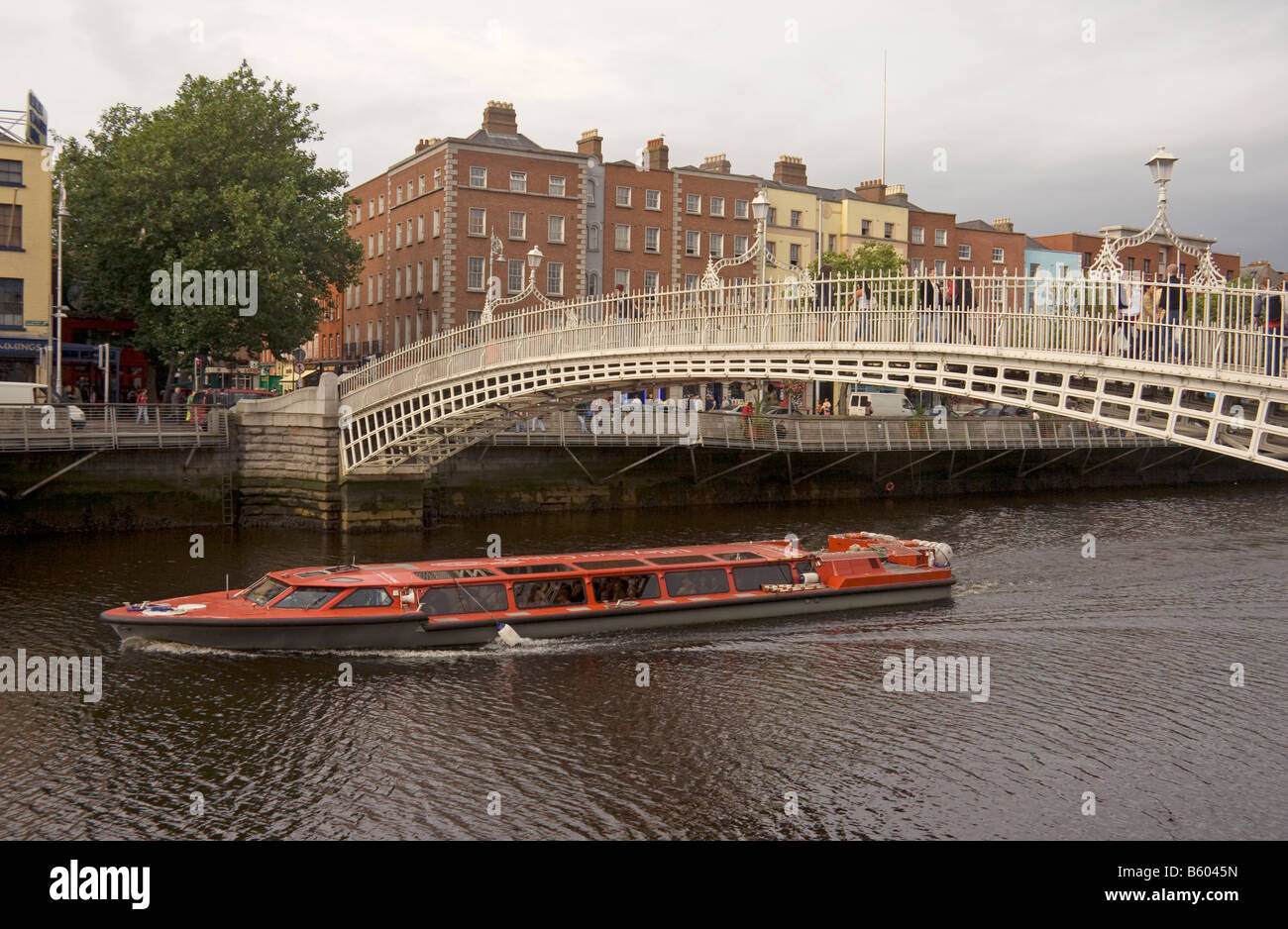 View of the Liffey Bridge also known as Ha'penny Bridge over the River ...