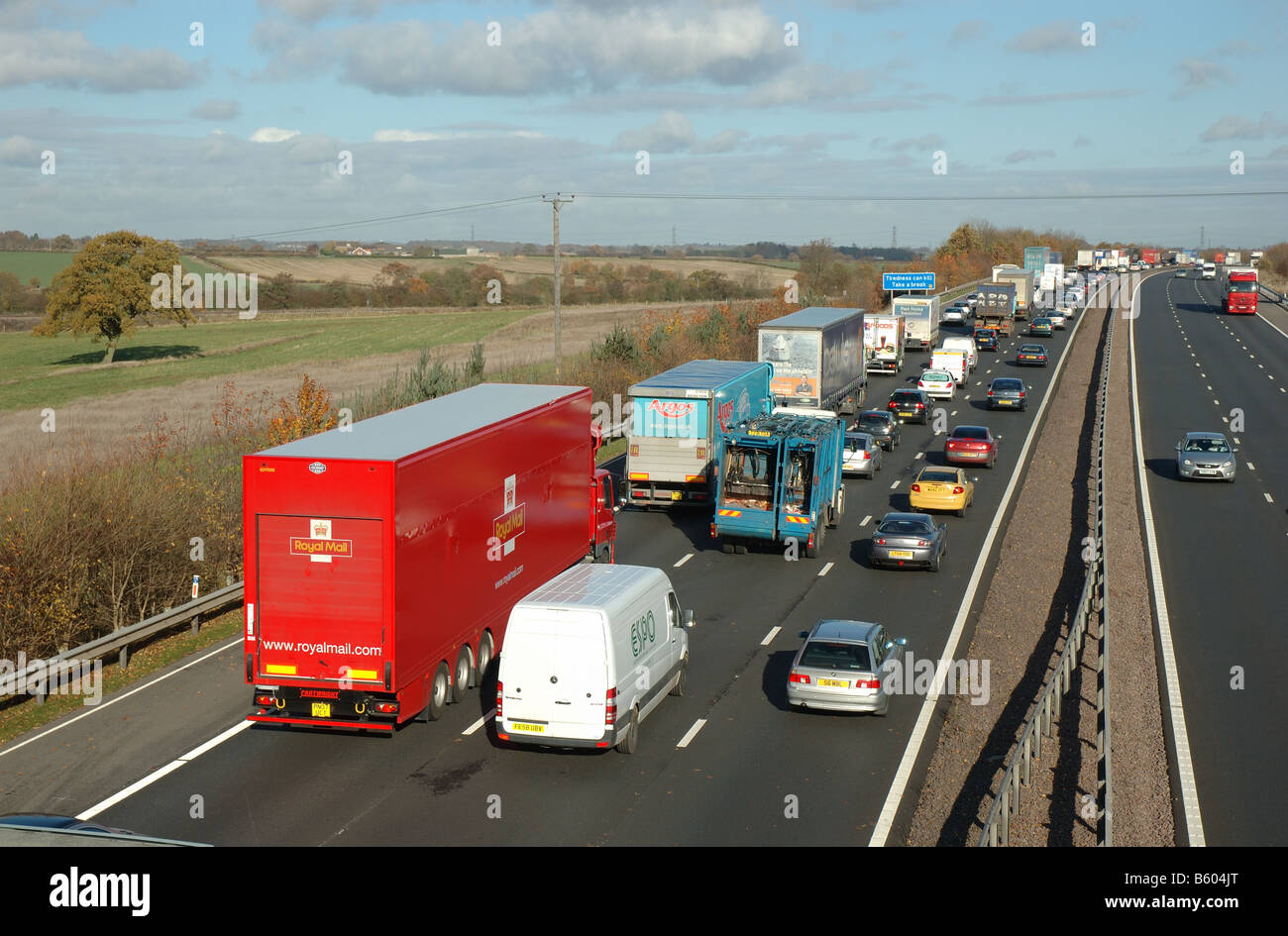 queue of traffic on M 69 motorway, Leicestershire, England, UK Stock ...