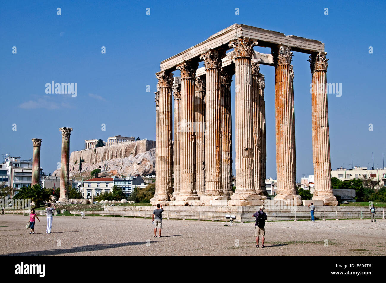 Temple of Olympian Zeus in the background Acropolis Parthenon Athens ...