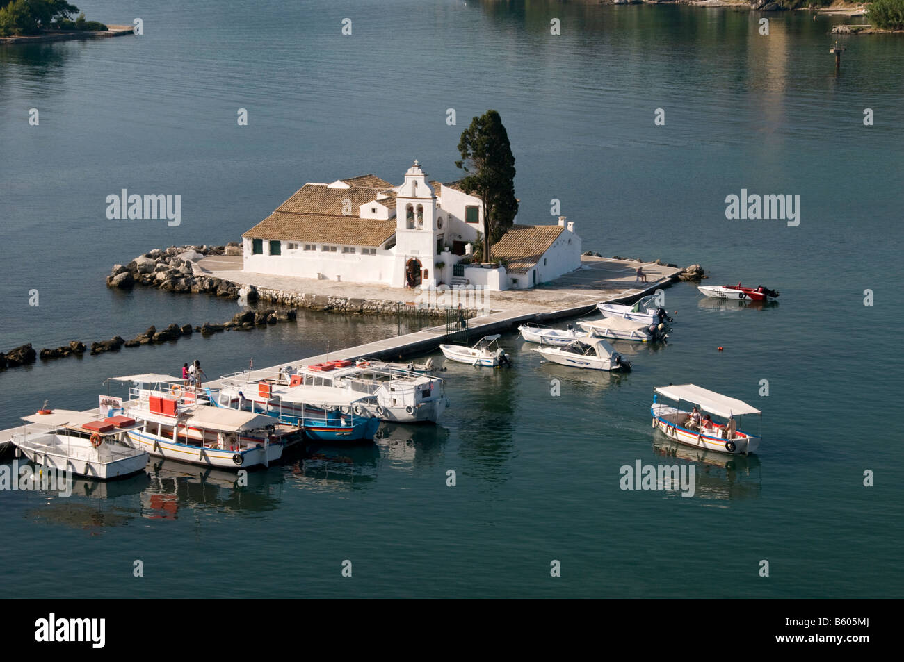 The Vlacherna Monastery of Panayia, Pontikonissi, Kanoni, Corfu, Greece ...