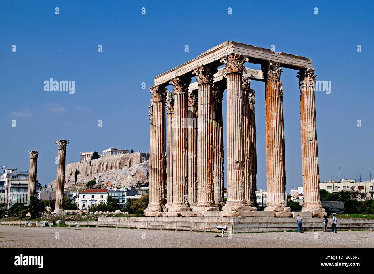 Temple of Olympian Zeus in the background Acropolis Parthenon Athens ...