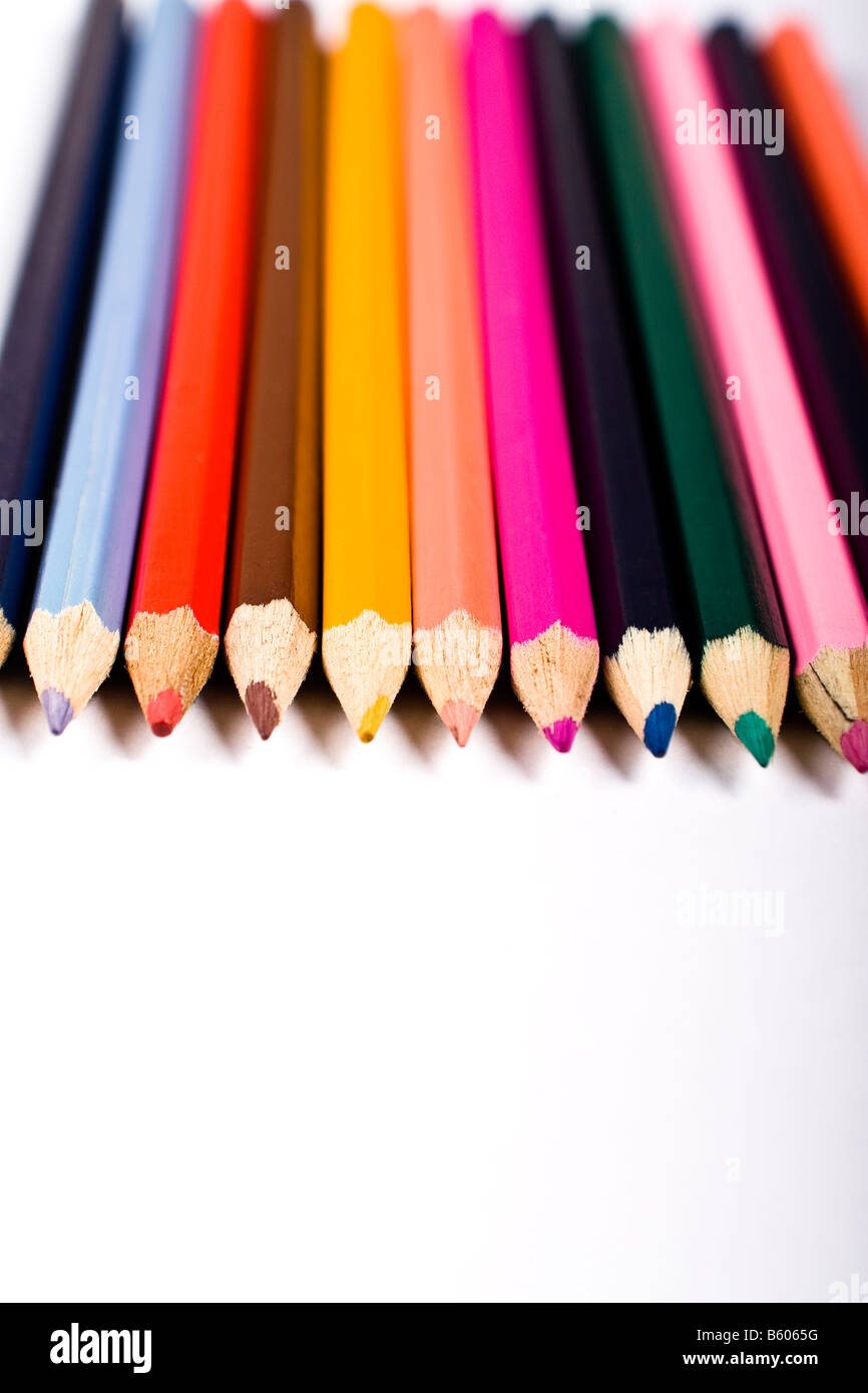 A row of coloured drawing pencils Stock Photo - Alamy