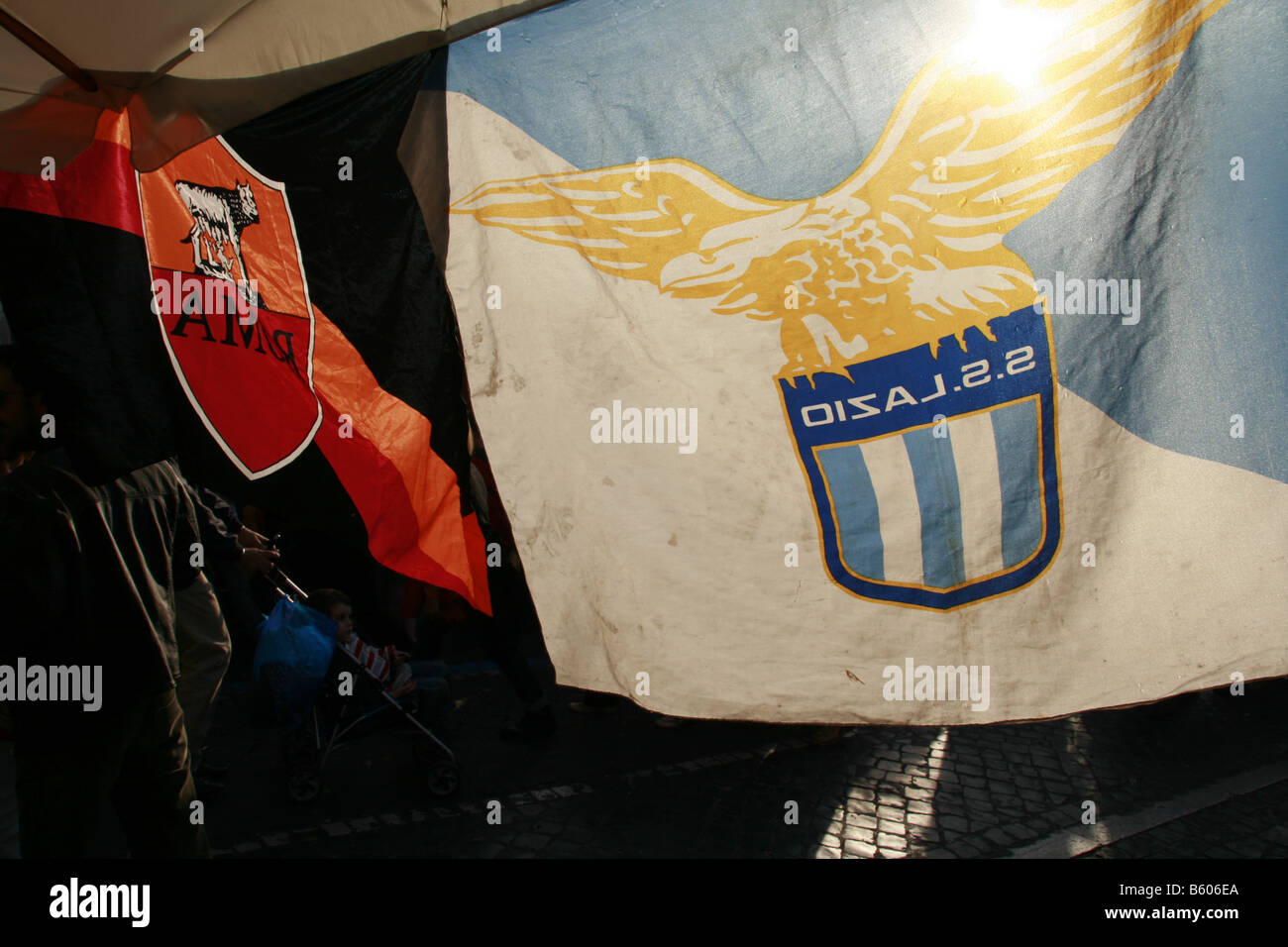 roma and lazio football team flags outdoors in sun Stock Photo - Alamy