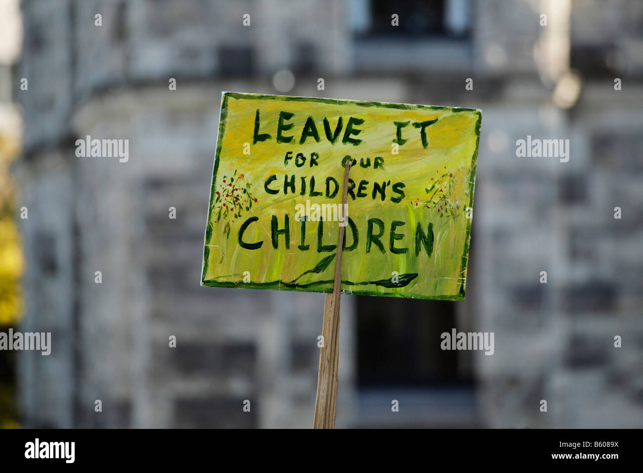 Sign from Save the Forests protest rally Victoria British Columbia ...