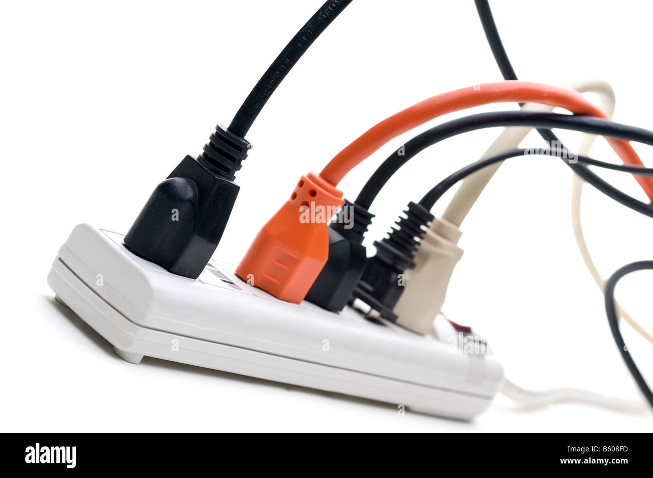 plugs in a power strip Stock Photo - Alamy