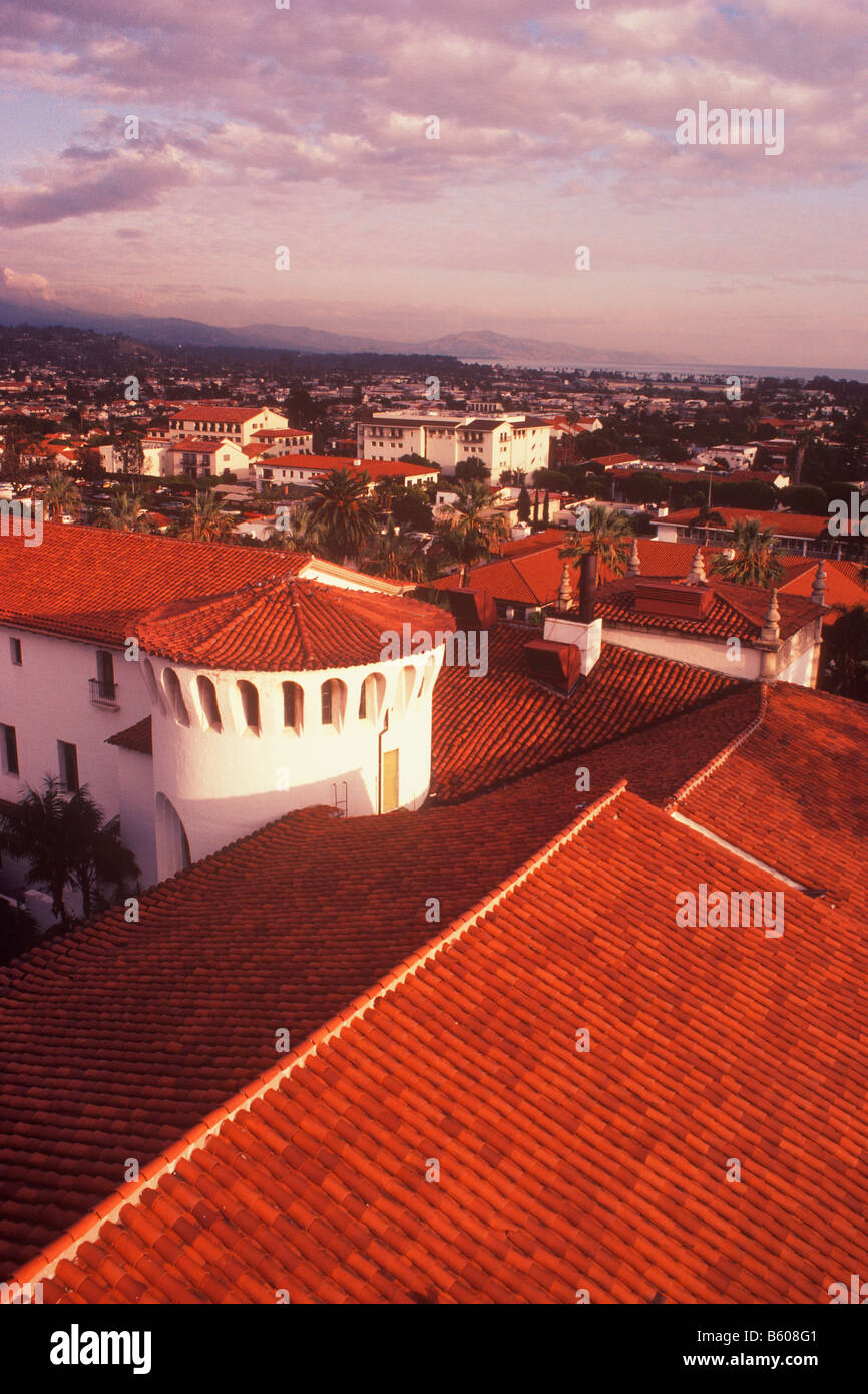 red tile roofs of the Santa Barbara County Courthouse Santa Barbara ...