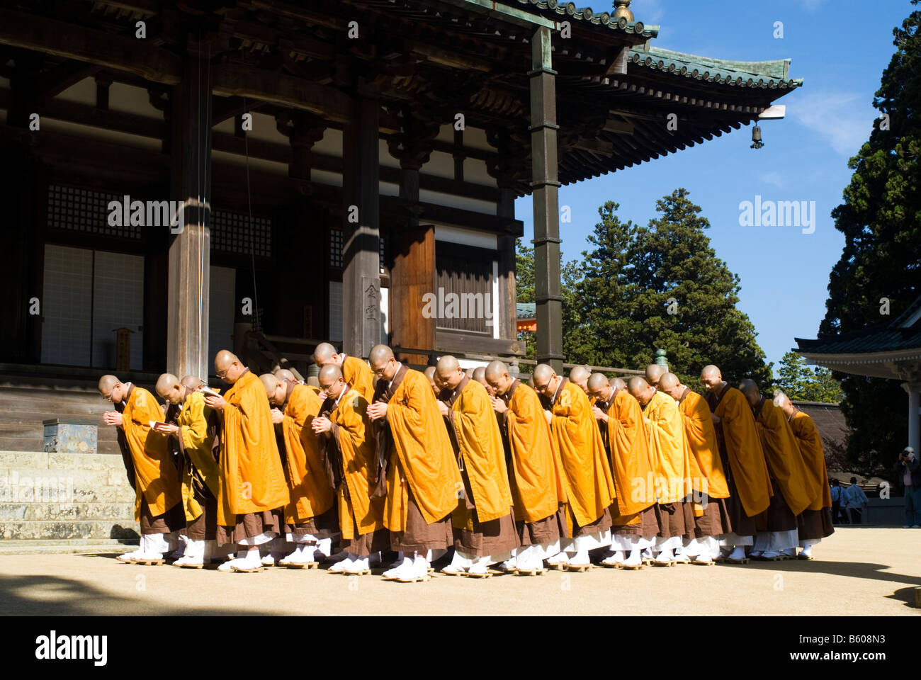 Buddhist shingon monks pray in Danjo Garan Monastery Complex in KOYASAN ...