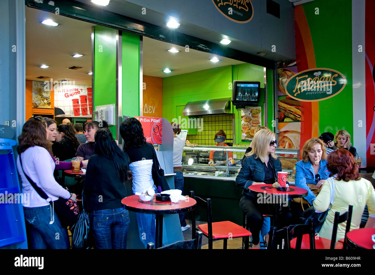 Greek snack bar cafe sandwhich coffee lunch break Athens Greek Greece ...