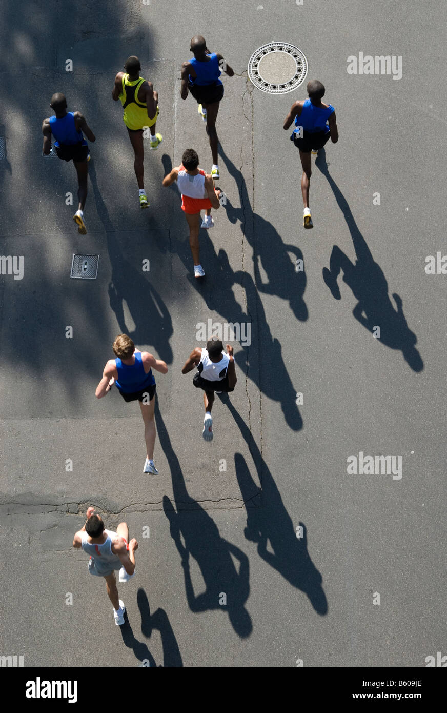 Marathon Runners seen from above Stock Photo - Alamy