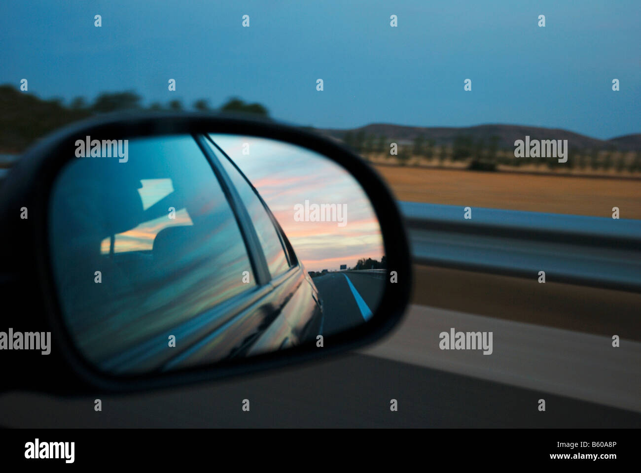 Car, road and sunset reflected on rear view mirror Stock Photo - Alamy Car, road and sunset reflected on rear view mirror Stock Photo - Alamy