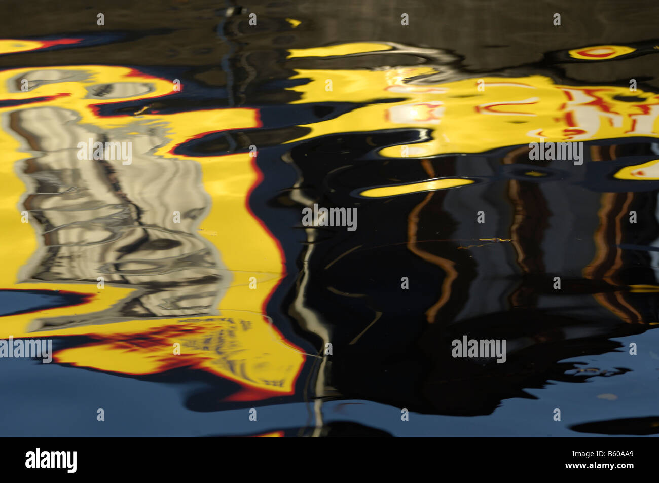 Colourful reflections in calm water Stock Photo - Alamy