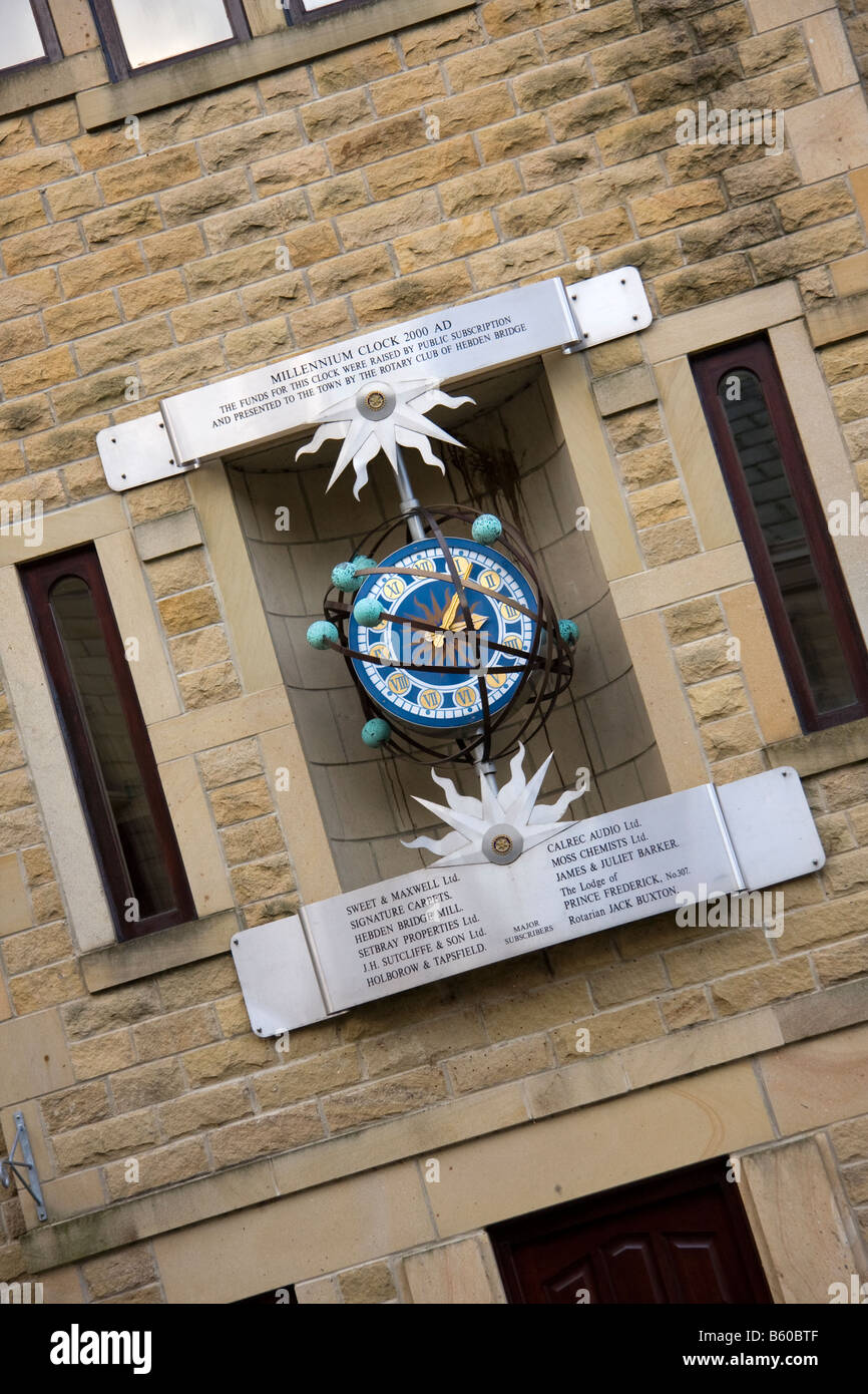 Millennium Clock in Hebden Bridge, Calderdale, West Yorkshire Stock ...
