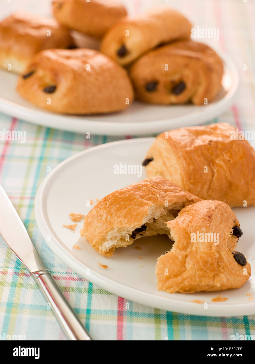 Plate of Pain au Chocolat Stock Photo - Alamy