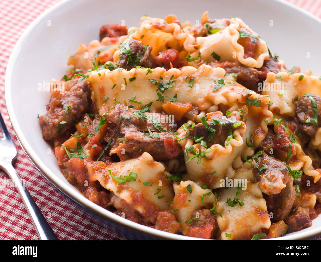 Strips of Fillet Steak in a Chilli Tomato Sauce with Trompetti Pasta ...