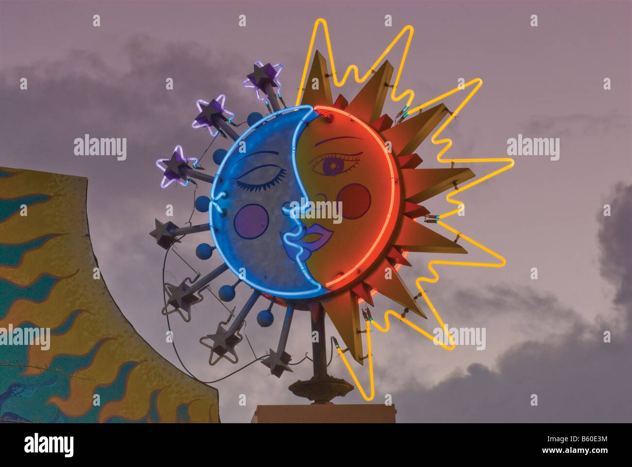 Neon sign at El Sol y La Luna Cafe at S Congress Avenue SoCo district ...