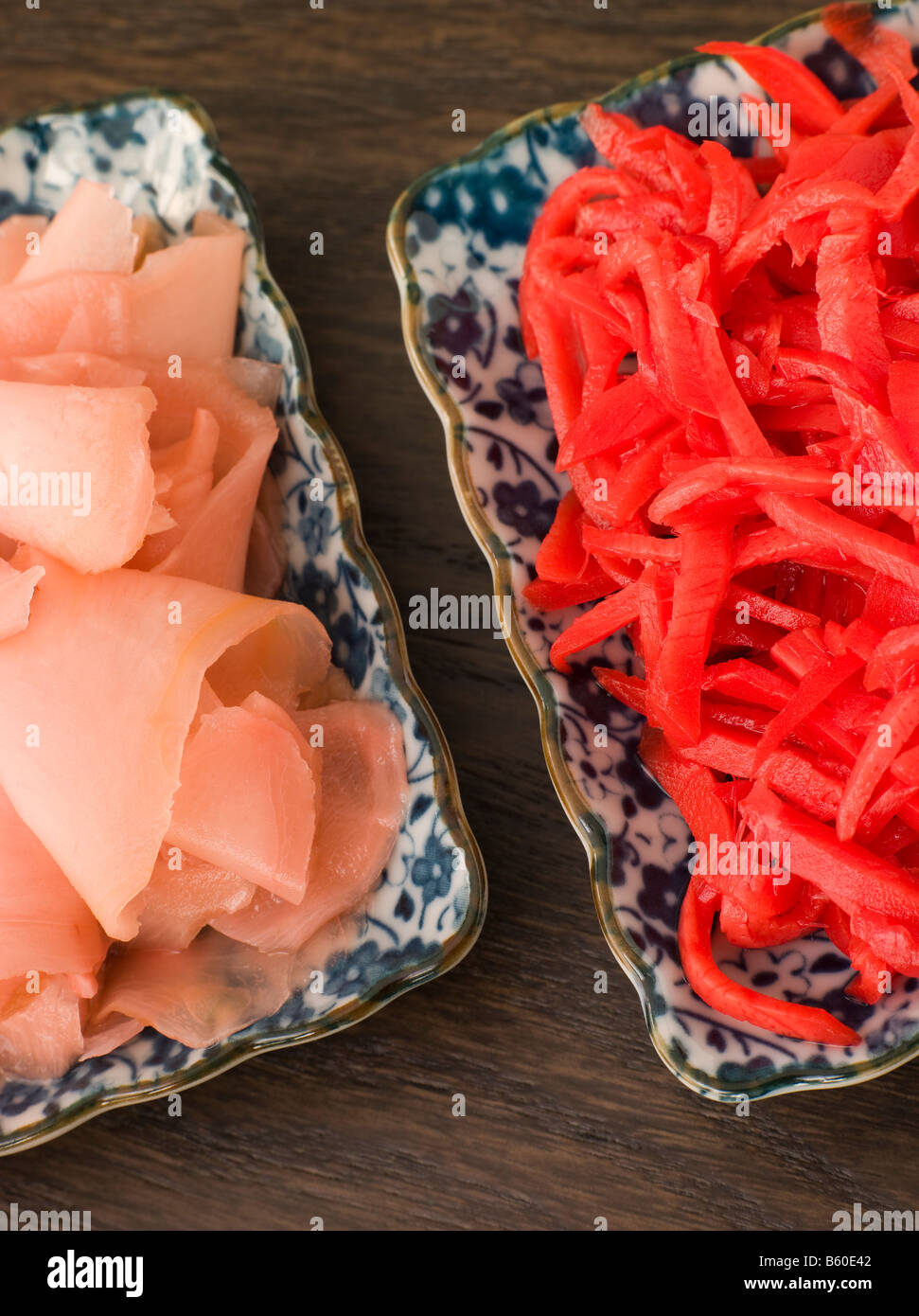 Dishes of Red Pickled Ginger and Sushi Ginger Stock Photo - Alamy