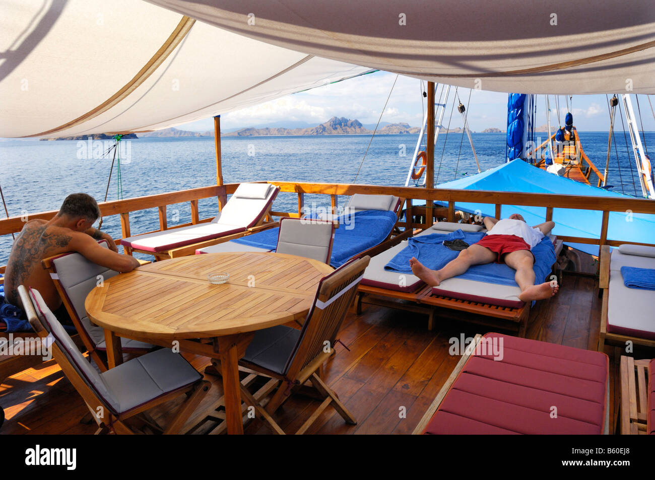 Sun deck of the MS-Felicia, Komodo National Park, World Heritage Site ...